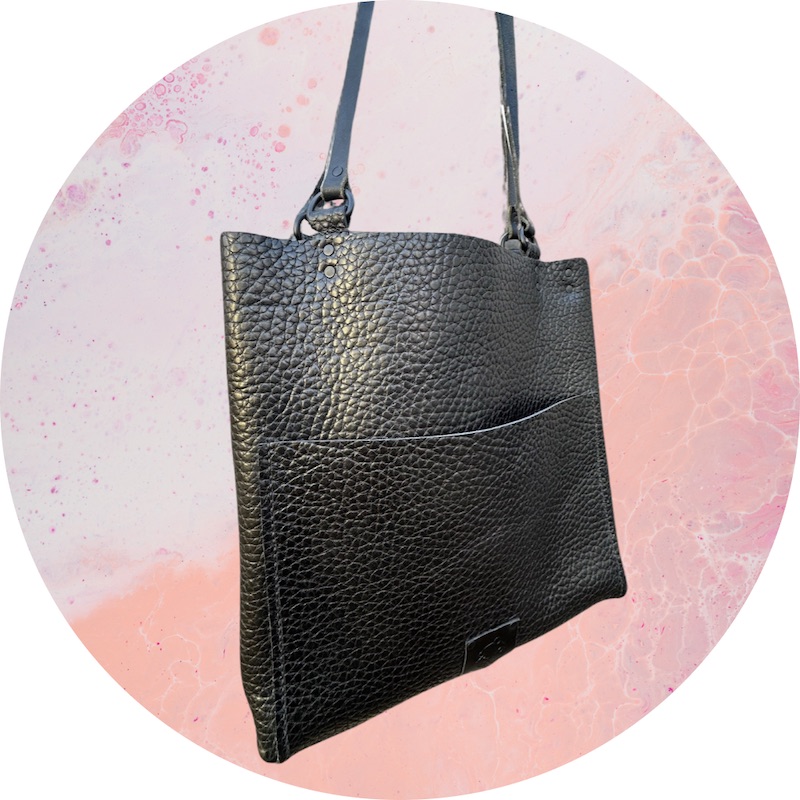 Soft Black Pebbled Mini-Tote/Crossbody Bag - Hi Peak Leather